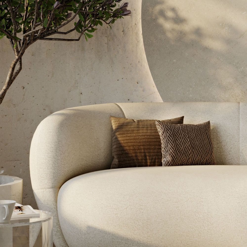 Buy Curved Sofa - 3 Seater - Boucle Fabric - Onda in the UK | MyFaktory