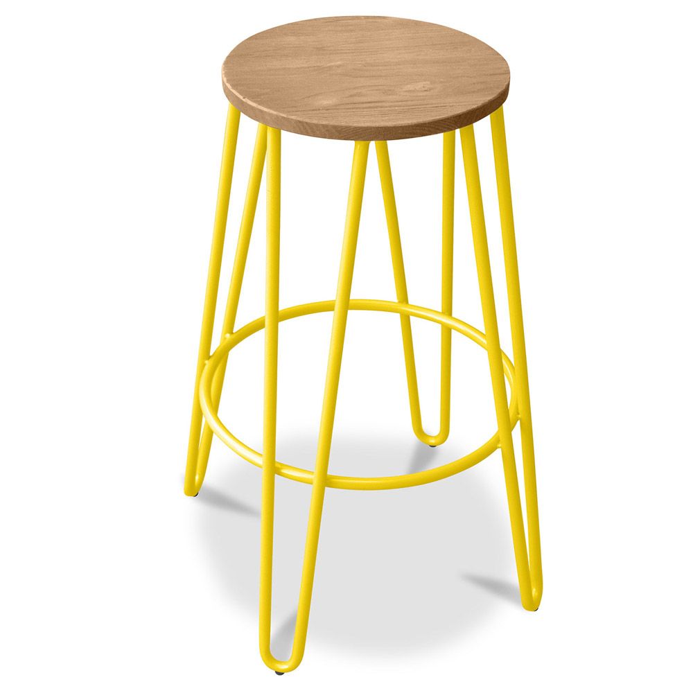Buy Hairpin Stool - 74cm - Light wood and metal White 59487 in the UK ...