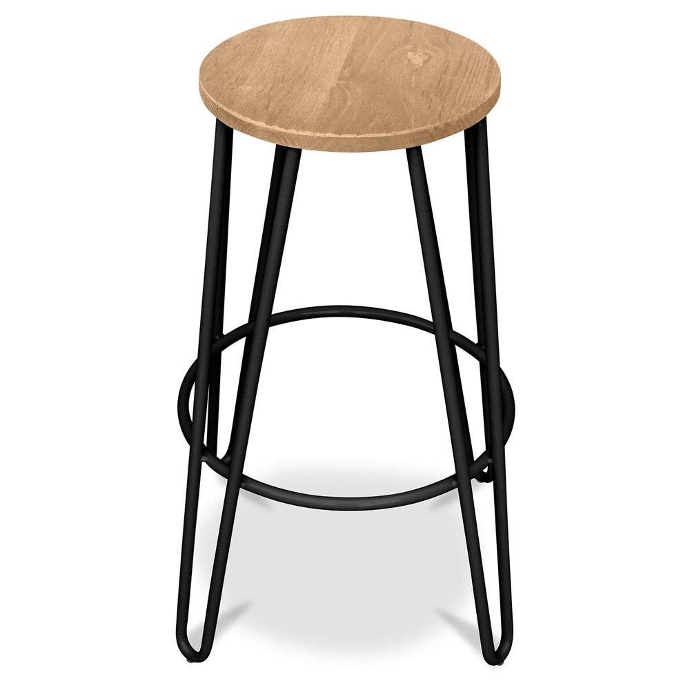Buy Hairpin Stool - 74cm - Light wood and metal in the UK | MyFaktory