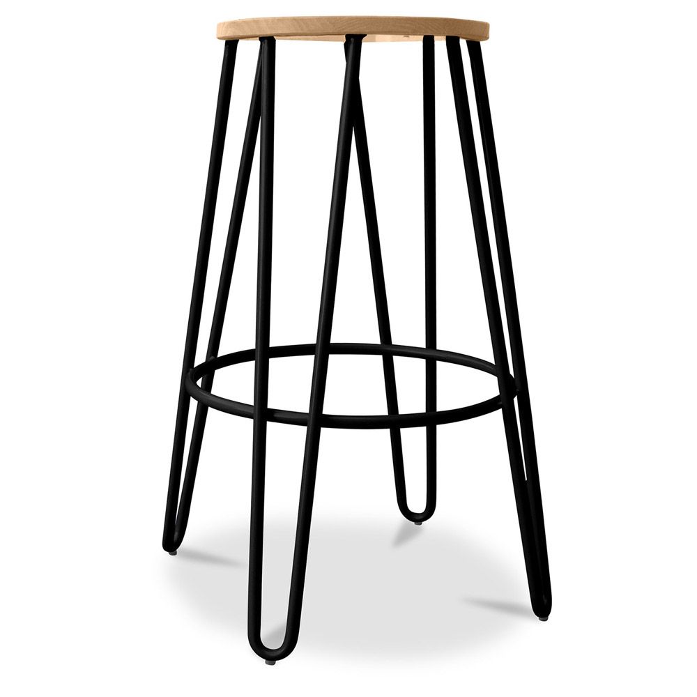 Buy Hairpin Stool - 74cm - Light wood and metal in the UK | MyFaktory