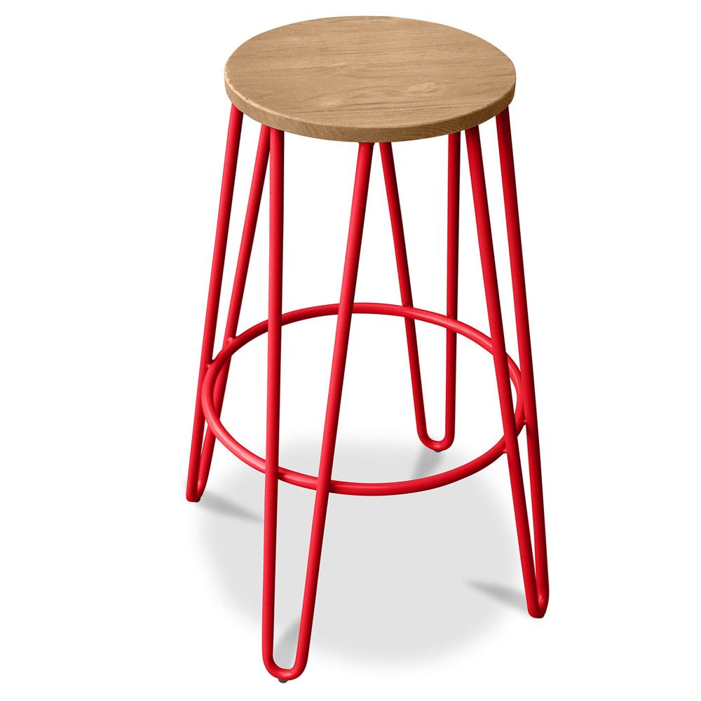 Buy Hairpin Stool - 74cm - Light wood and metal White 59487 in the UK ...